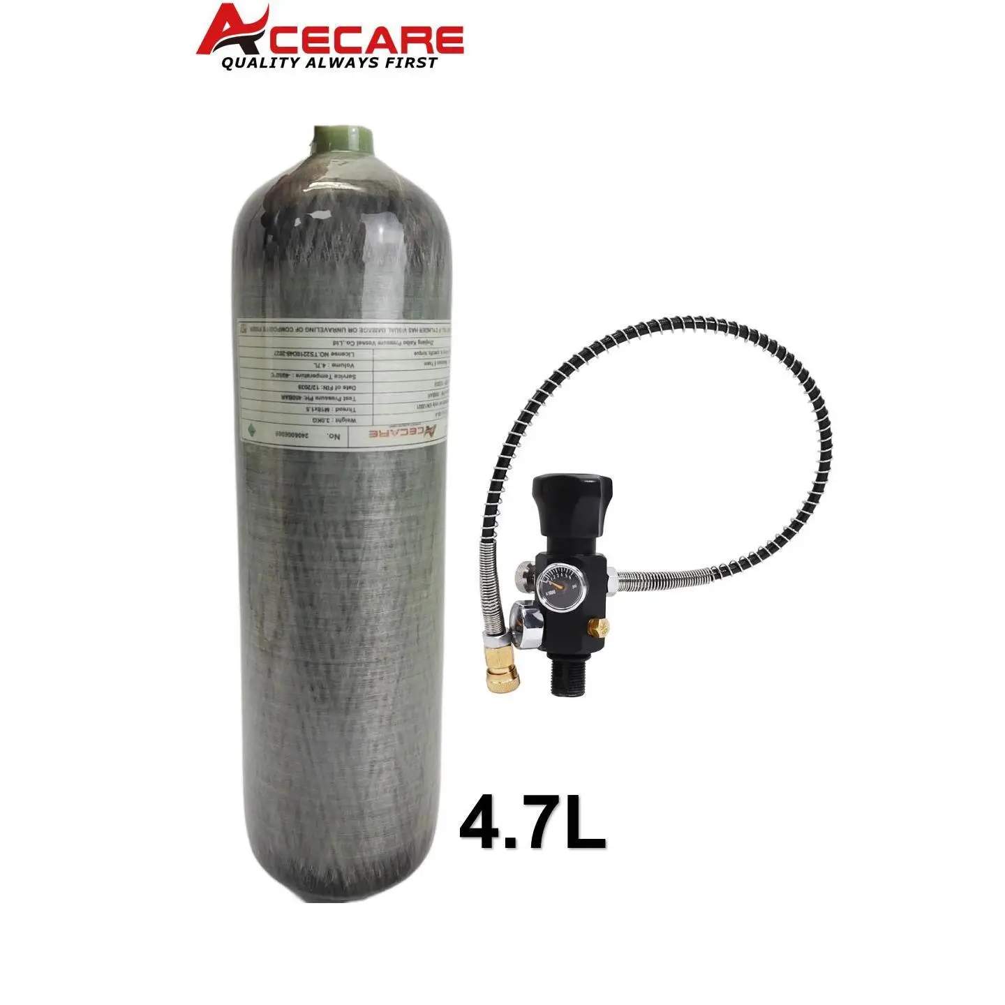 1PCS Wholesale ACECARE 4.7L CE 287CI 300Bar PCP SCUBA Tank with Dual ...